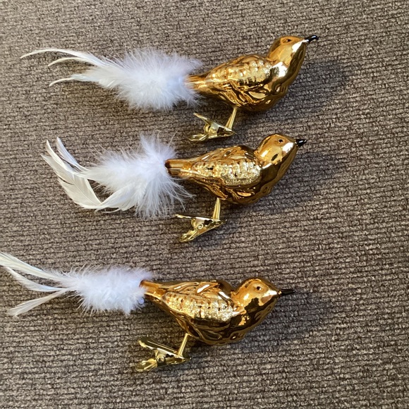 Holiday | Golden Clip On Bird Ornament With White Feathers | Poshmark